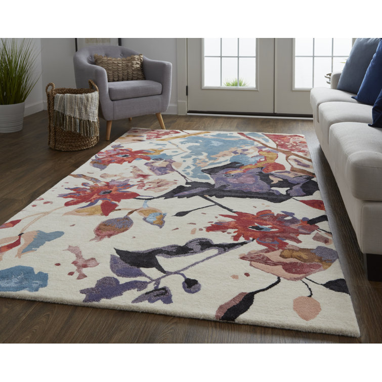 Feizy Dafney Transitional Floral & Botanical, Red/Blue/Purple, 9' X 12' Area Rug | Perigold